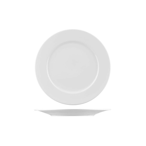 24x White Round Wide Rim Plate 235mm AFC Bistro Porcelain Crockery ...