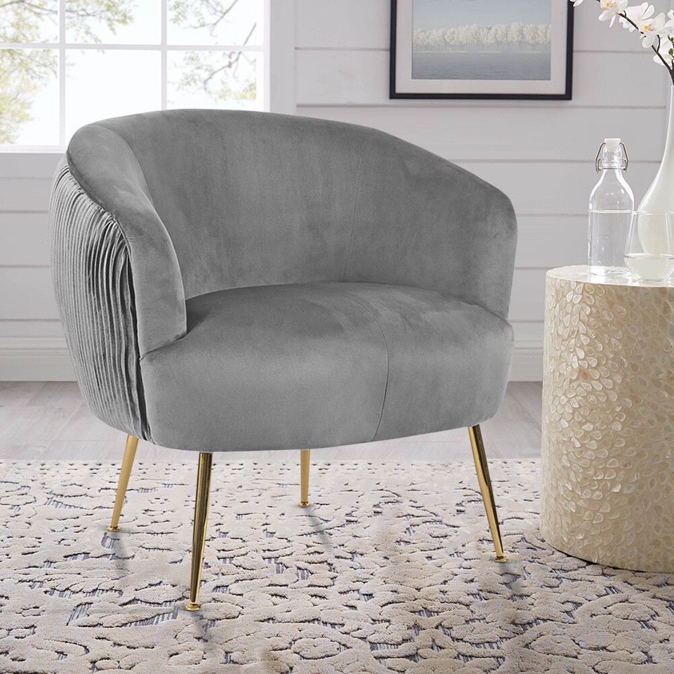 Velvet Scallop Shell Back Tub Chair Armchair Dressing Sofa Stool ...