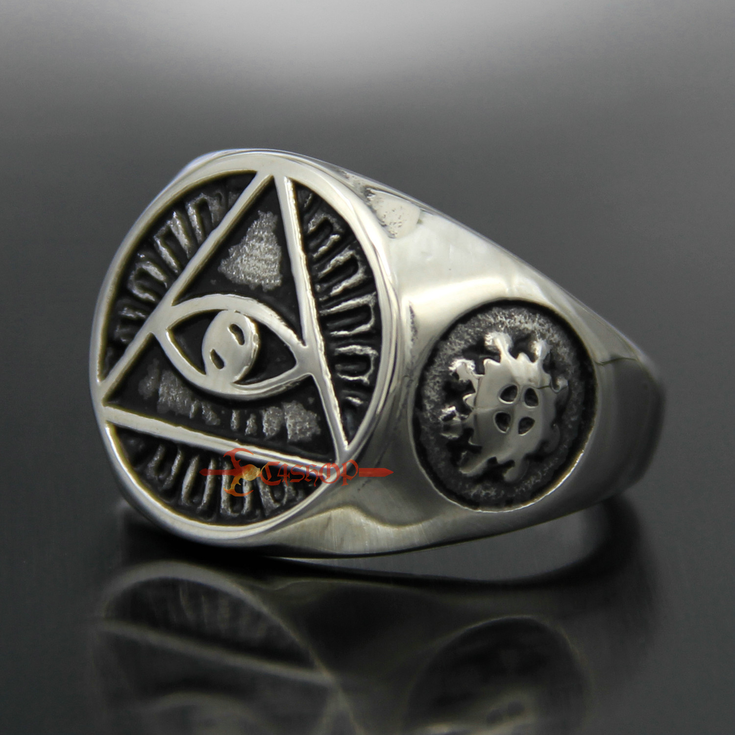 Men's All-Seeing-Eye of Providence God Pyramid ILLUMINATI Stainless ...