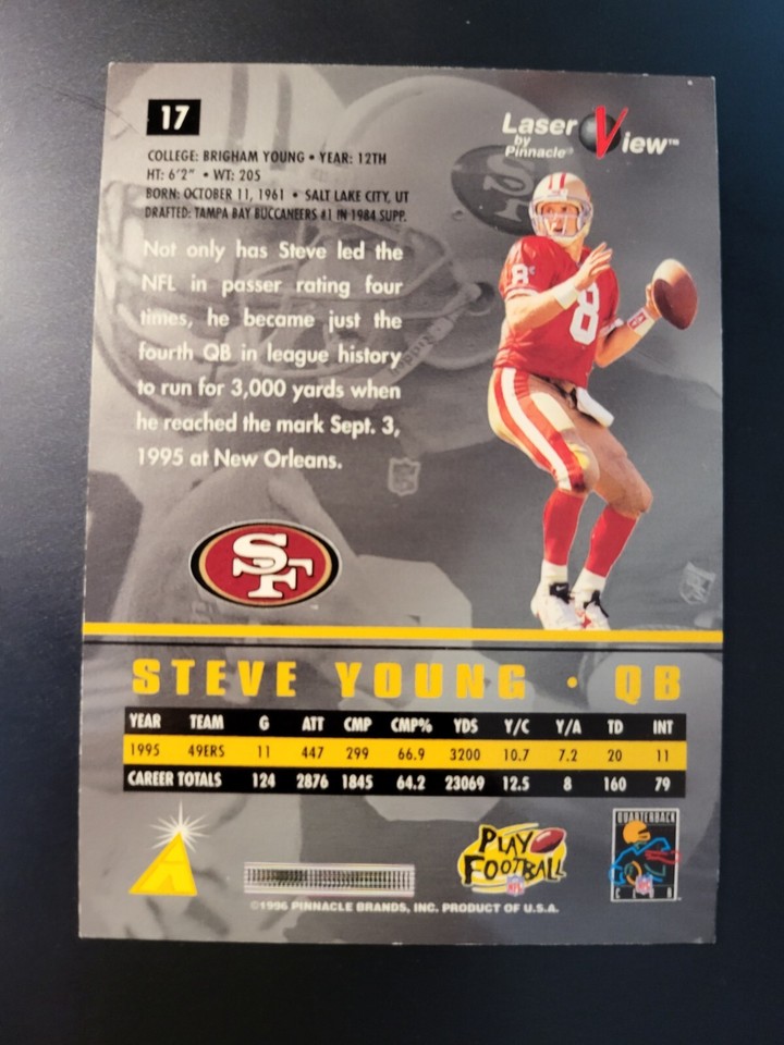 1996 Pinnacle Laser View Steve Young card #17 | eBay