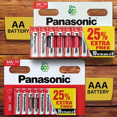 10pc AA AAA NEW PANASONIC GENUINE INDUSTRIAL CARBON ZINC BATTERIES R6 ...