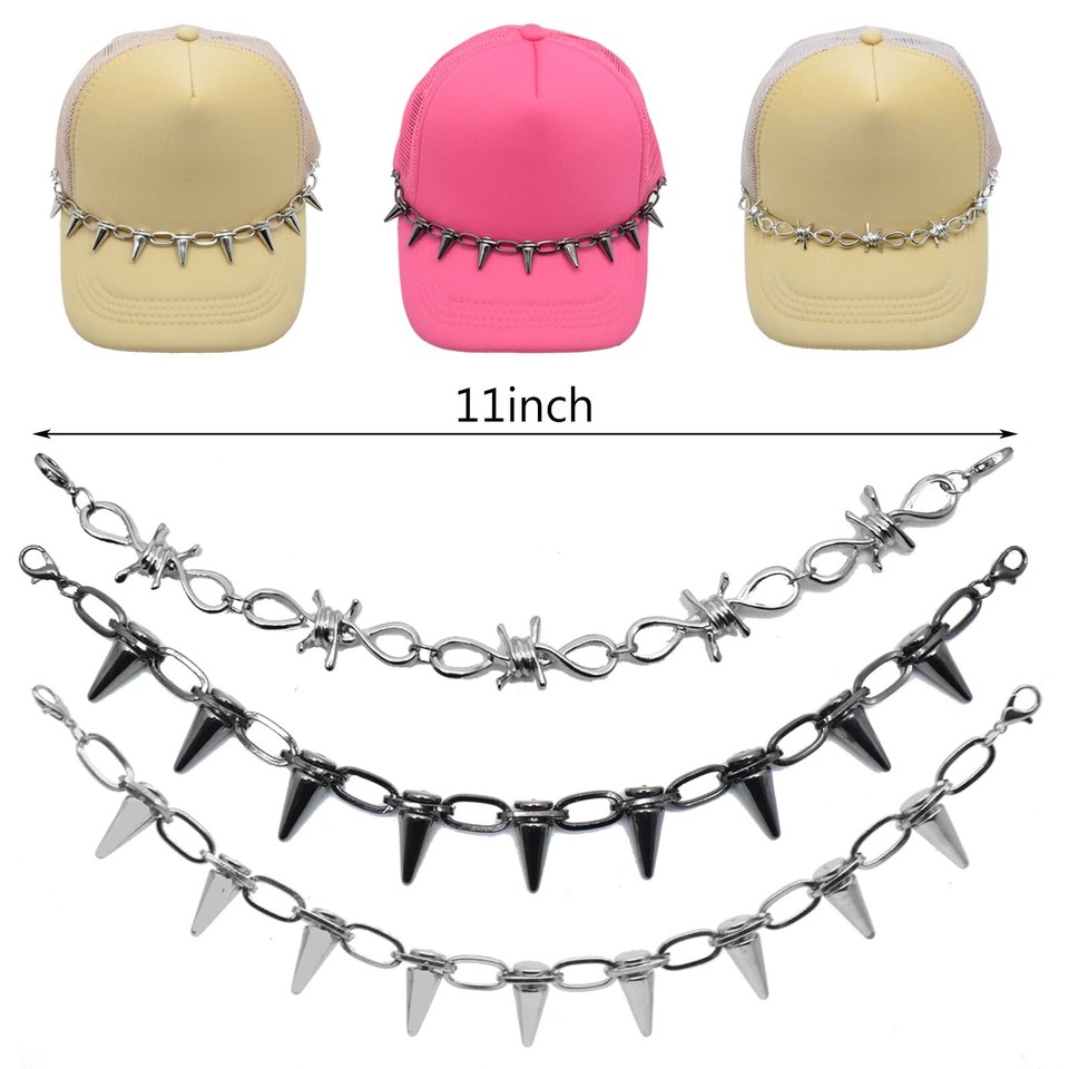 Trucker Hat Chains Rivet Chains for Baseball Cap Decorations Cool Punk ...