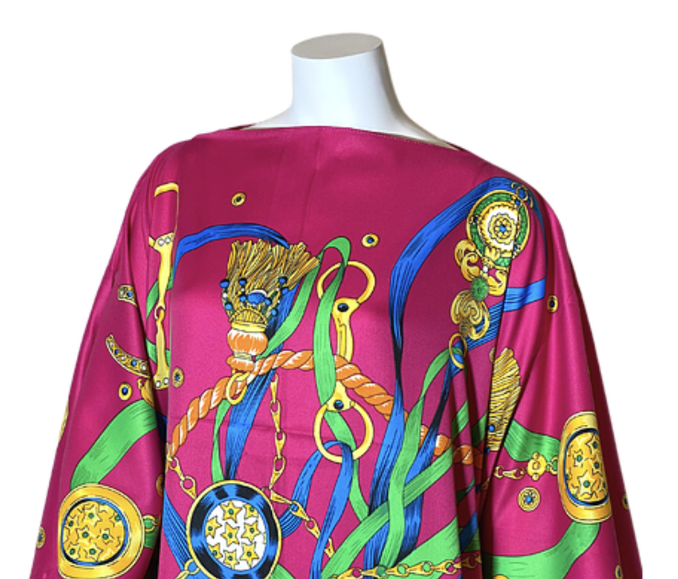 Silk Kaftan European Style Kimono Dress Maxi Tunic Robe Loungewear One ...