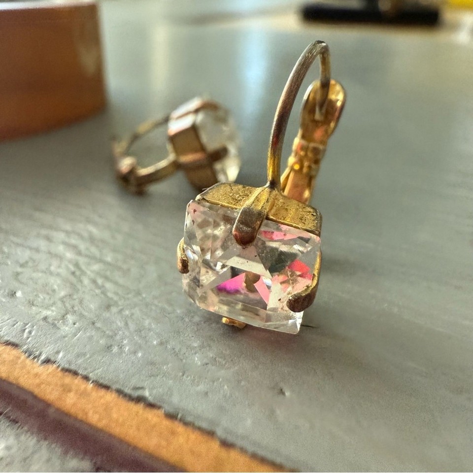 Sabika LIKE Gold Tone Dangle Earrings with Clear Sparkling Gemstones | eBay