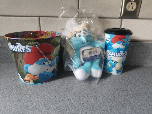 Smurfs 2025 AMC Smurf Combo Popcorn Tin Smurfette Plushie & Cup w ...