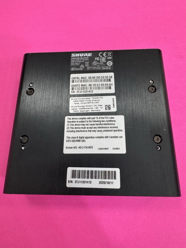 Shure ANIUSB-MATRIX Audio Network Interface USB & ANALOG I/O Dante PoE ...