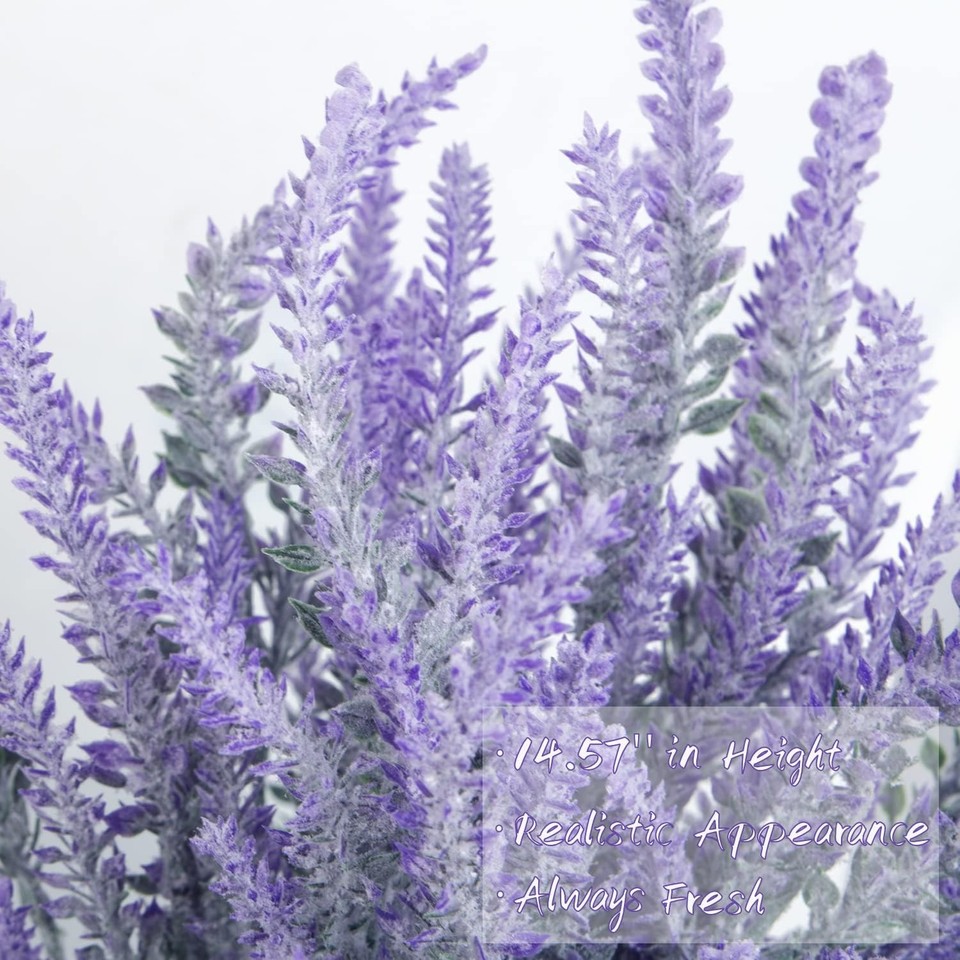 8Pcs Artificial Purple Lavender Flowers Outdoor UV Resistant Fake ...