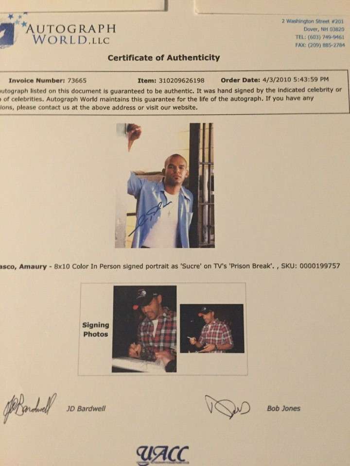 Amaury Nolasco-Lane Garrison-Robert Knepper Autographed 8x10 Photos ...