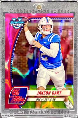 Jaxson Dart RARE ROOKIE PINK WAVE REFRACTOR INVESTMENT CARD BOWMAN ...