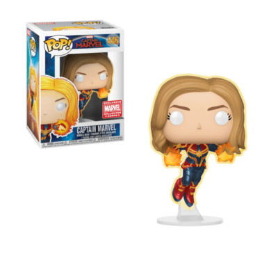 FUNKO POP! MARVEL GLOW UNMASKED CAPTAIN MARVEL (FLYING) #446 (COLLECTOR ...