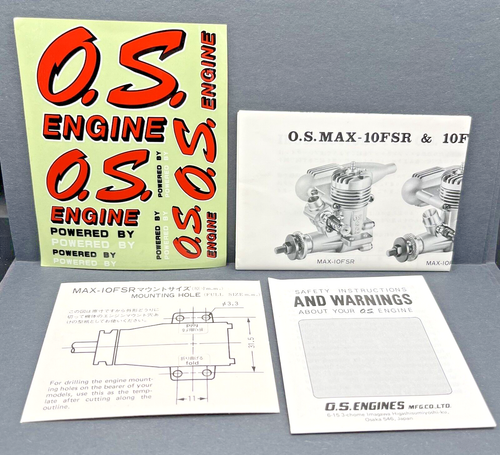 Vintage OS MAX 10FSR R/C Engine Instructions Stickers Misc Packet Japan ...