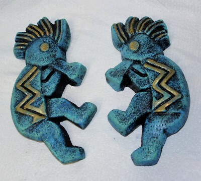 Set 2 Kokopelli Musicians Chalkware Plaster Wall Plaques Dappled ...