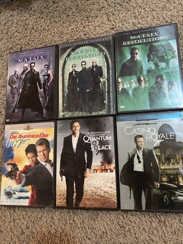 6 Action Movie Lot The Matrix Trilogy & 007 Die Another Day Casino ...