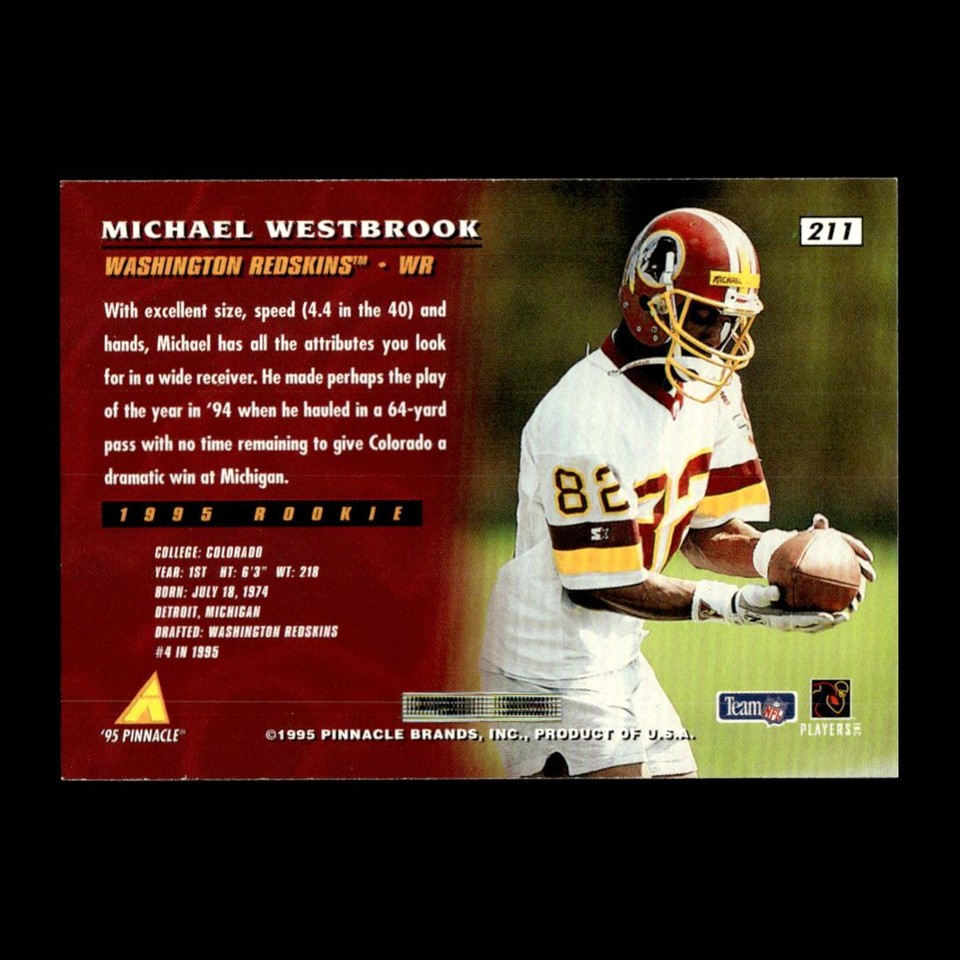 Michael Westbrook 1995 Pinnacle Rookie Washington Redskins #211 R329D ...