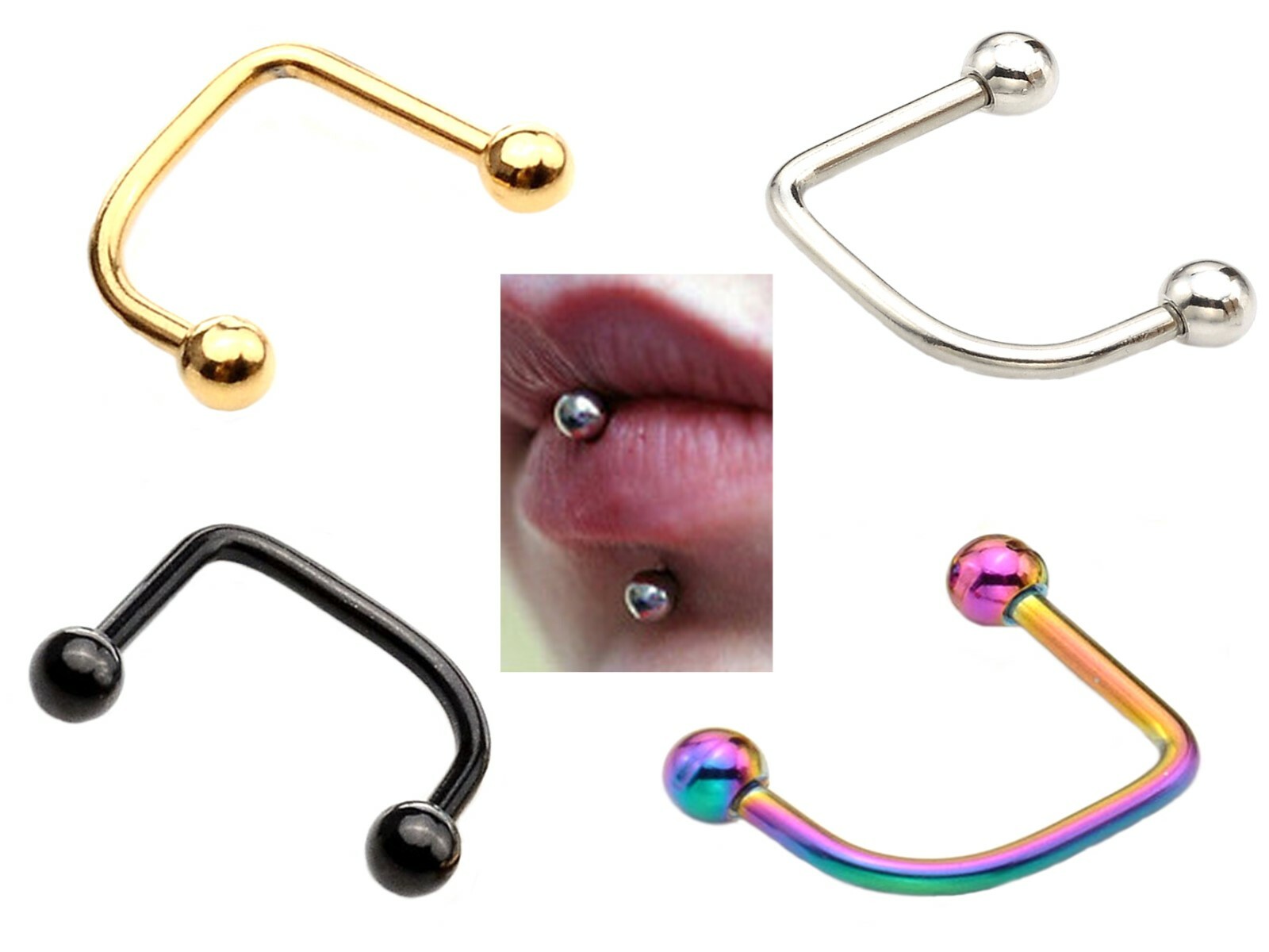 LIPPY LOOP LIP PIERCING Labret Monroe Hoop Ring Surgical Steel Body ...