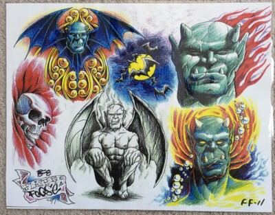 Tattoo Studio Shop Flash Single by Foose Gargoyles Statue Demon 11" X ...