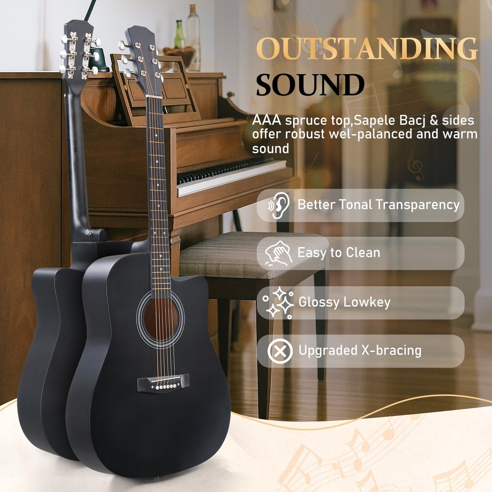 41-Inch Beginner Acoustic Guitar Package - Starter Bundle Kit | eBay