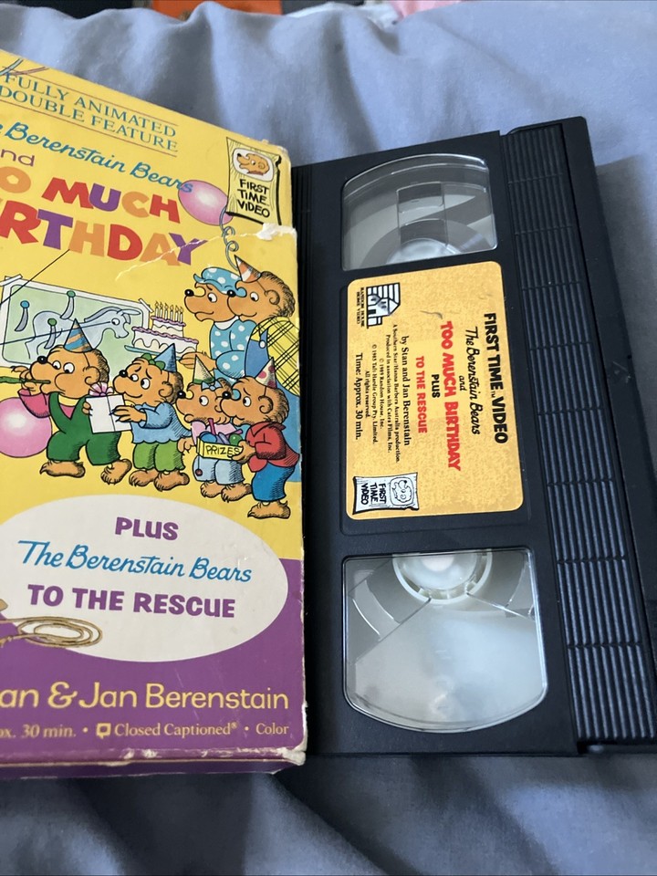 Berenstain Bears: Too Much Birthday & To The Rescue VHS 80s cartoon 1st ...