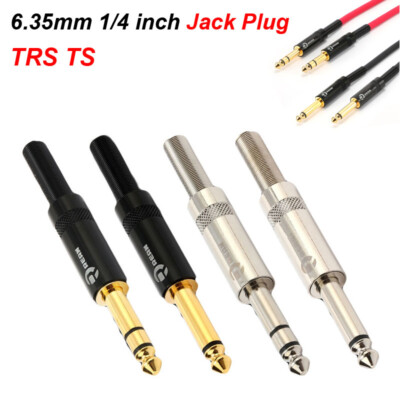 6.35mm 1/4 inch Metal Stereo Jack Plug TS TRS & Strain Relief Solder ...