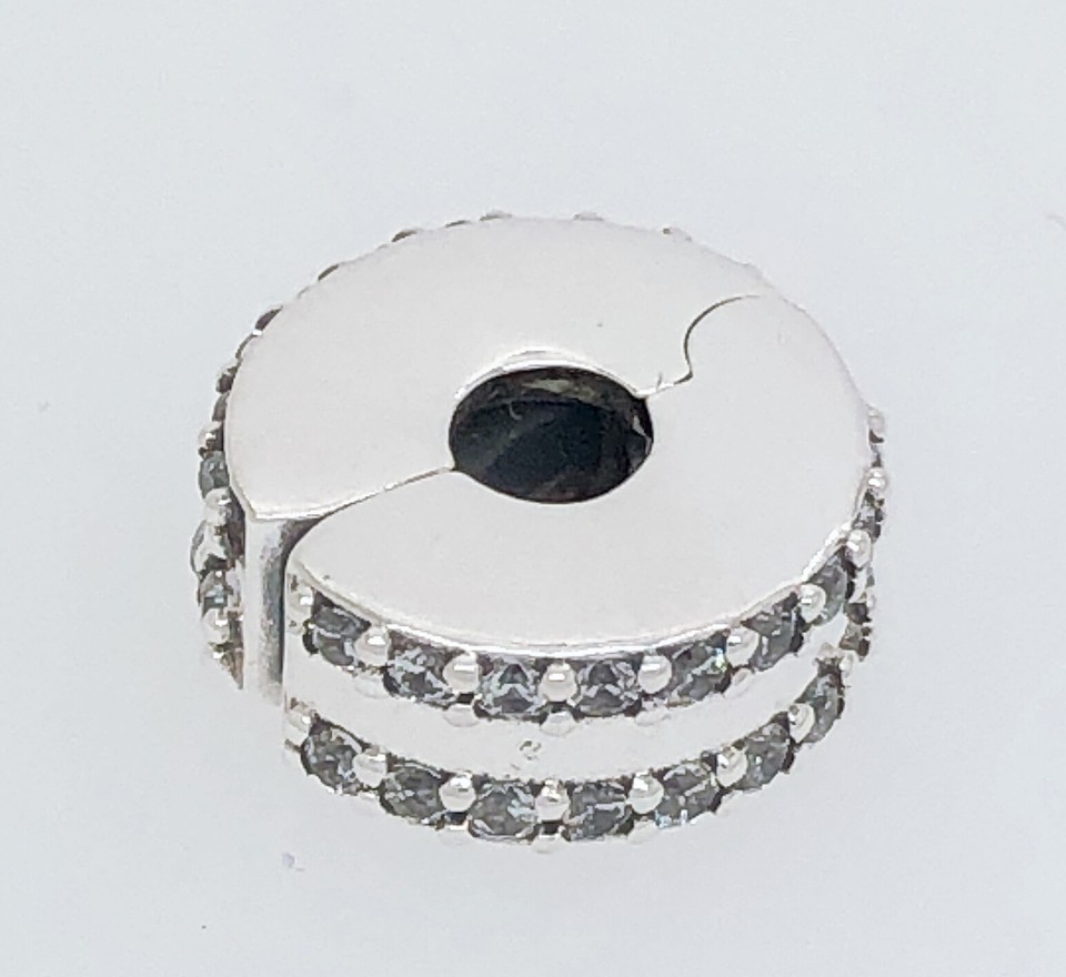 NEW 100% Authentic PANDORA 925 Double Lined Pave Clip Charm Pendant ...