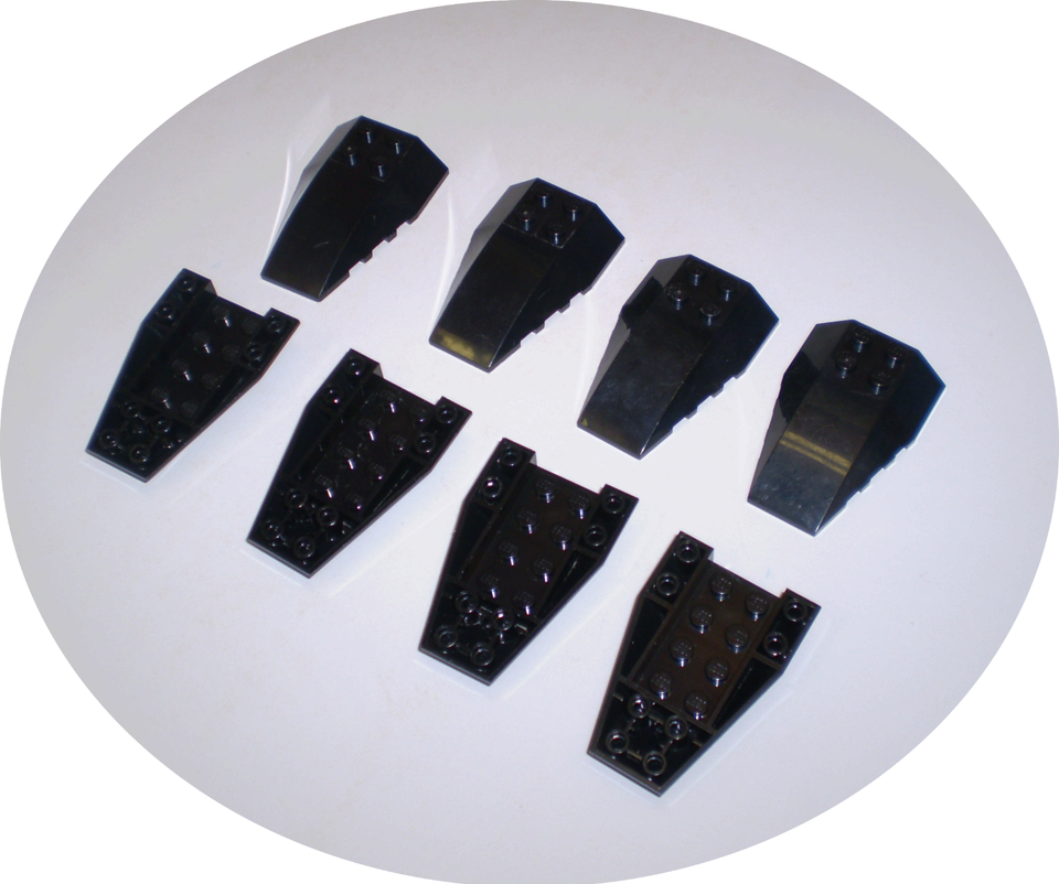 8 Used Lego Black Wedge 6x4 Triple Curve Spaceship Airplane Slope 43712 ...