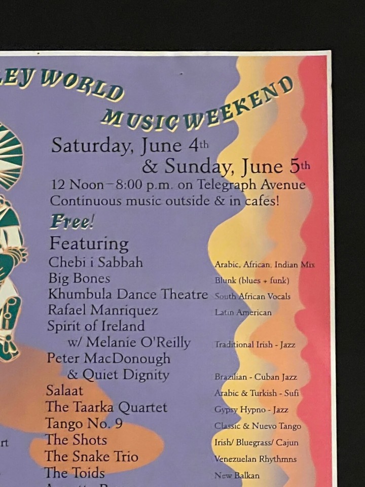 Berkeley World Music Weekend 2005 Original City Wide Concert Poster | eBay