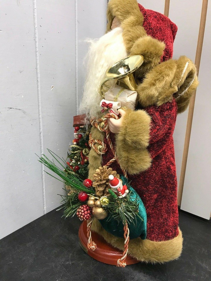 VINTAGE SANTA COLLECTOR'S EDITION WOOD STAND GIFTS CLOCK HORN PINE ...