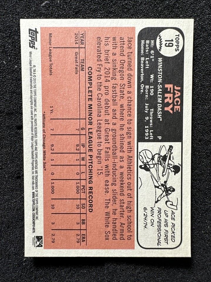 JACY FRY #19 2015 Topps Heritage Minor League Edition QTY Rookie ...