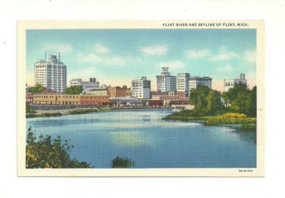 FLINT RIVER AND SKYLINE, FLINT, MICHIGAN VINTAGE POSTCARD | eBay
