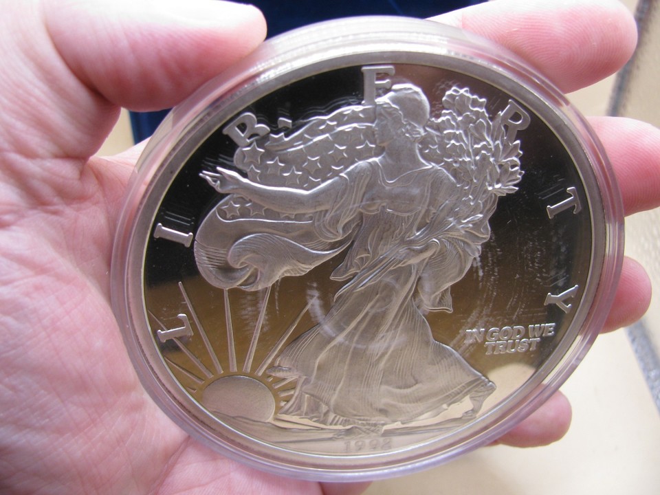 BULLION 1992 American Vintage 999 Fine Silver 1lb Oversized LIBERTY ...