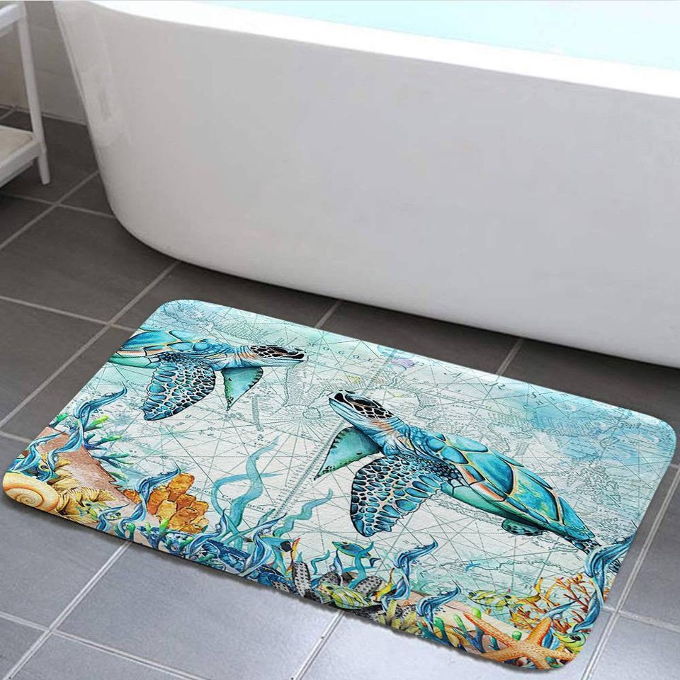 Sea Turtle Mat Soft Foam for Bath Indoor Absorbent Kitchen Rugs ...