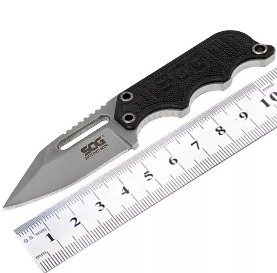 SOG INSTINCT MINI EDC Tactical Full Tang Fixed Blade G10 NECK Knife ...