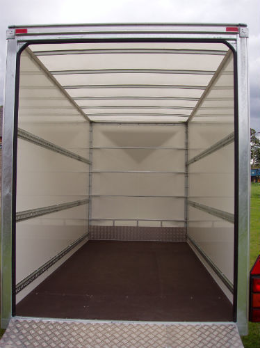 RACE SHUTTLE CLASSIC CAR TRANSPORTER-DANISH TROLLEY BOX VAN TRAILER ...