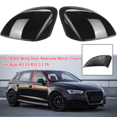 Gloss Black Glossy Wing Mirror Caps Covers Casings For Audi A3 S3 RS3 ...