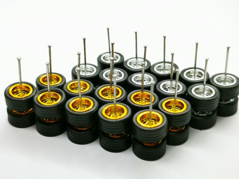 HOT WHEELS REAL RIDERS WHEELS RUBBER TIRES 5 SPOKE 10MM 10 SETS GOLD ...