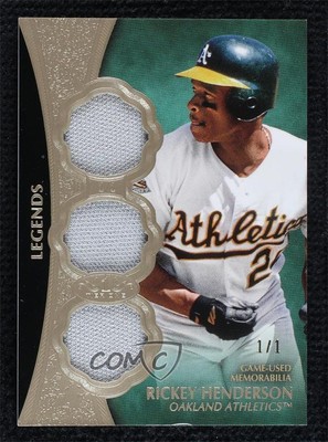 2019 Topps Tier One Legends Relics 1/1 Rickey Henderson Triple Patch ...