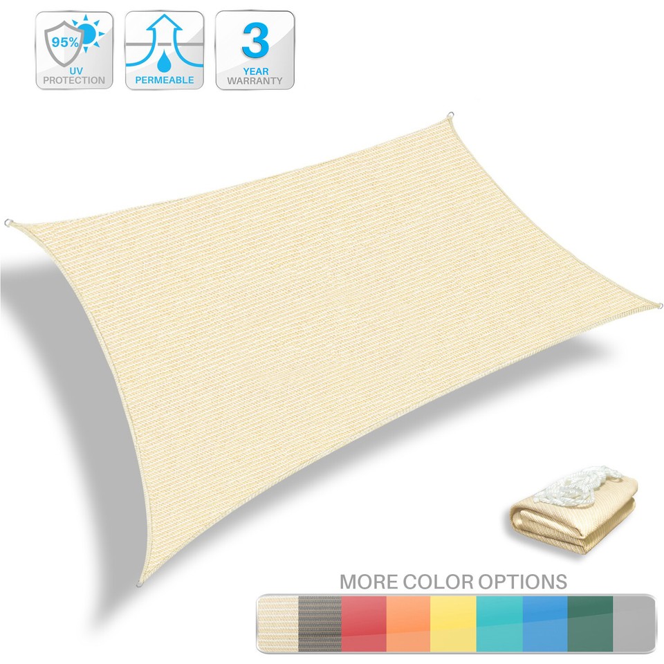 Permeable Rectangle Sun Shade Sail Shelter Cover UV Blocker for Garden ...