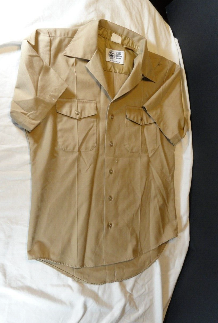 USN U.S. NAVY CREIGHTON KHAKI TAN SERVICE DRESS SHIRT UNIFORM MEDIUM ...