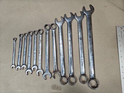 Lot Of 12, Chrome Wright USA Combination Wrenches 3/8 - 1-1/4 Polished ...