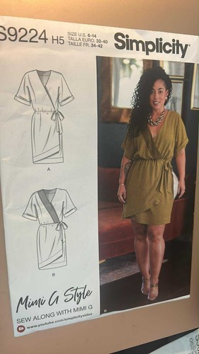 SIMPLICITY PATTERN 9224 WRAP DRESS MISSES SIZES 6 8 10 12 14 UNCUT NEW ...