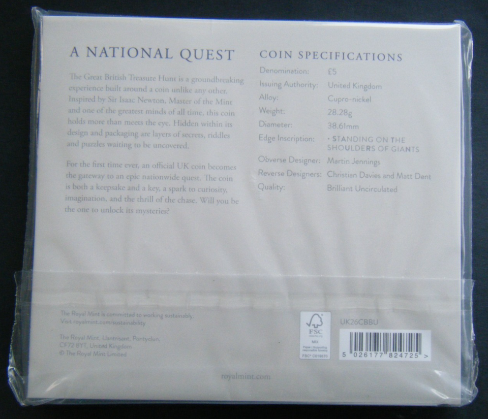2026 UK £5 The Penny Drops Brilliant Uncirculated Coin Pack - In stock ...