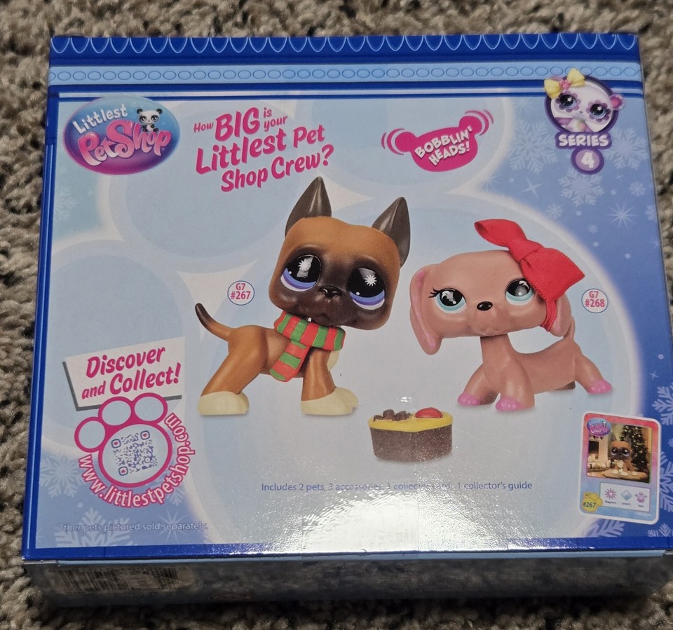 LPS Littlest Pet Shop Series 4 G7 #267 & 268 Holiday Dogs BIG & LITTLE ...