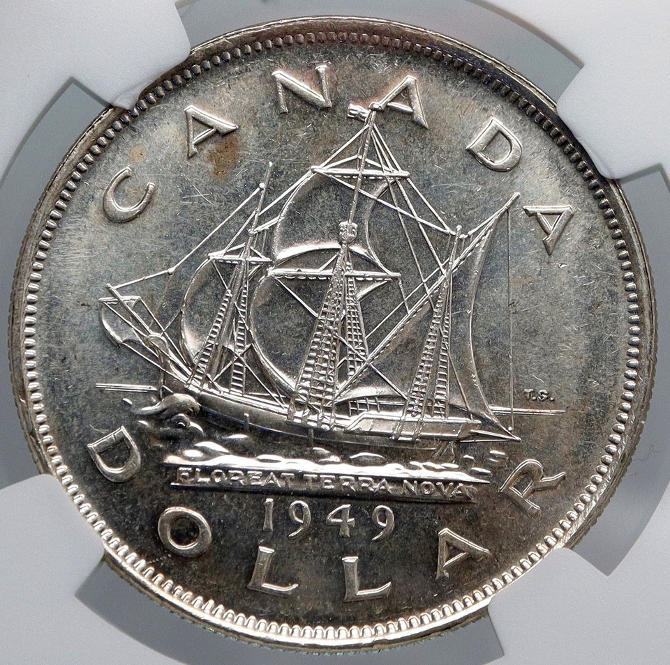 1949 CANADA UK King George VI SHIP Newfoundland Silver Dollar Coin NGC ...