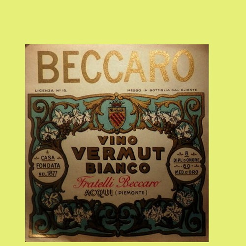 Liquori - vino vermut bianco- BECCARO >>> Etichetta-> vintage label ...