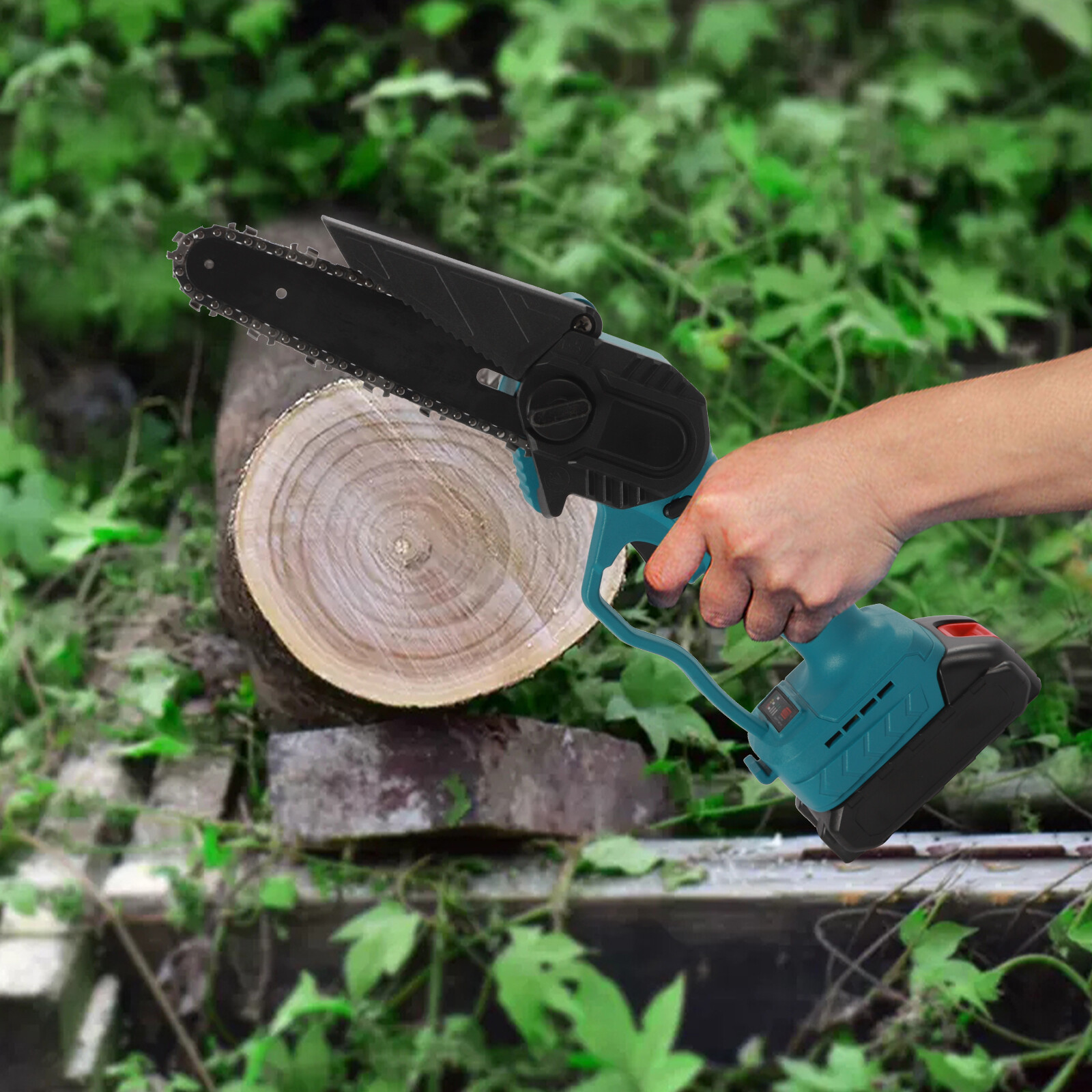 Mini Electric Cordless Chain Saw 4" Tree Branch Pole Pruner Chainsaw ...