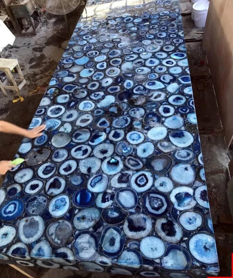 Blue Agate Geode Countertop, Agate Kitchen Countertop,Handmade ...