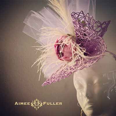 Aimee Fuller Royal Ascot Kentucky Derby Purple Lavender Tan Fascinator ...