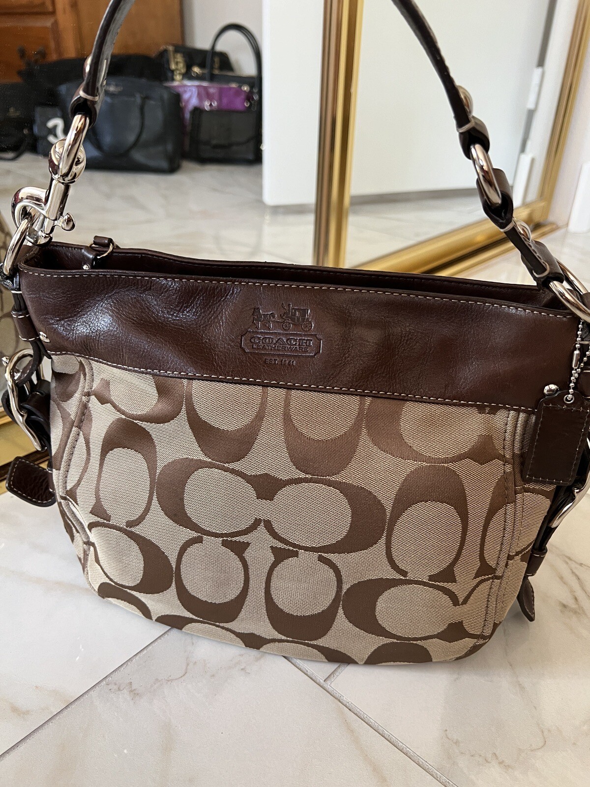 Coach Monogram C Logo Canvas And Leather Signature Sh… - Gem