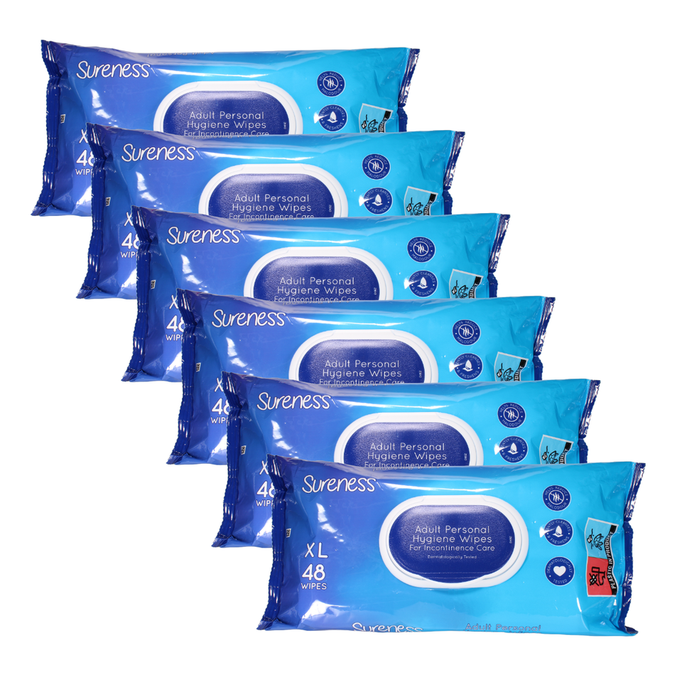 48 x XL Adult Personal Hygiene Wipes For Incontinence Care Gentle Clean ...