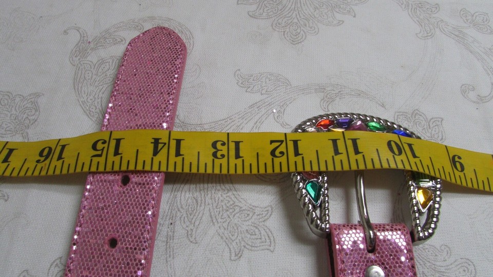 3D 3219 Pink Glitter Belt With Jeweled Buckle Western Kids Girl Size 26 ...